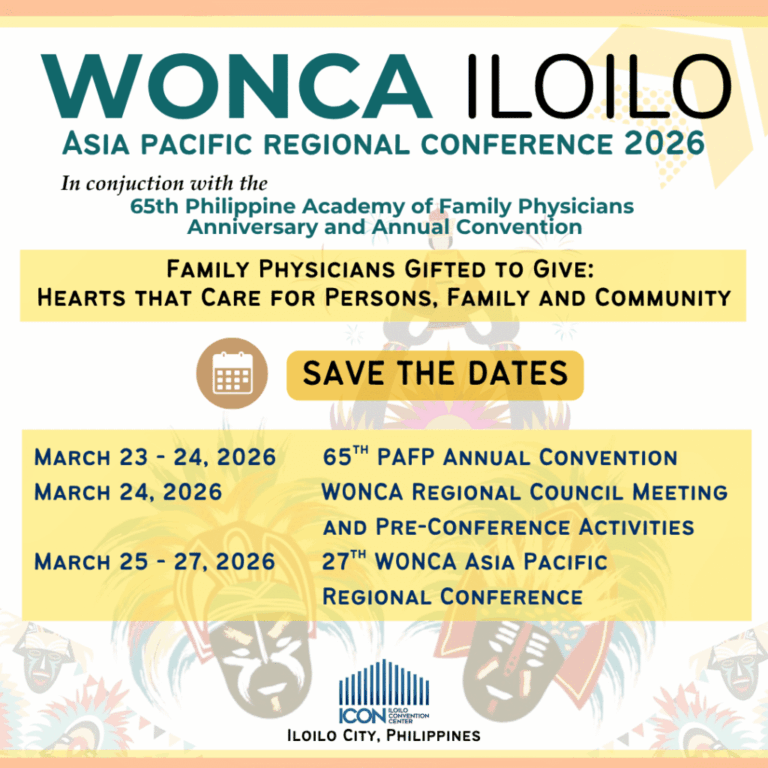 Save The Dates – WONCA ILOILO ASIA PACIFIC REGIONAL CONFERENCE 2026